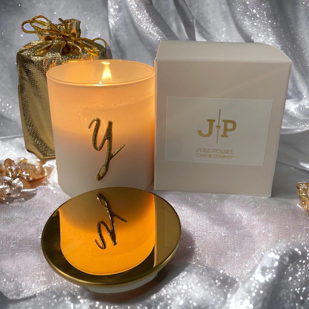 Personalized Monogram Candle: Organic Wax, Wooden Wick, White Jar - Etsy