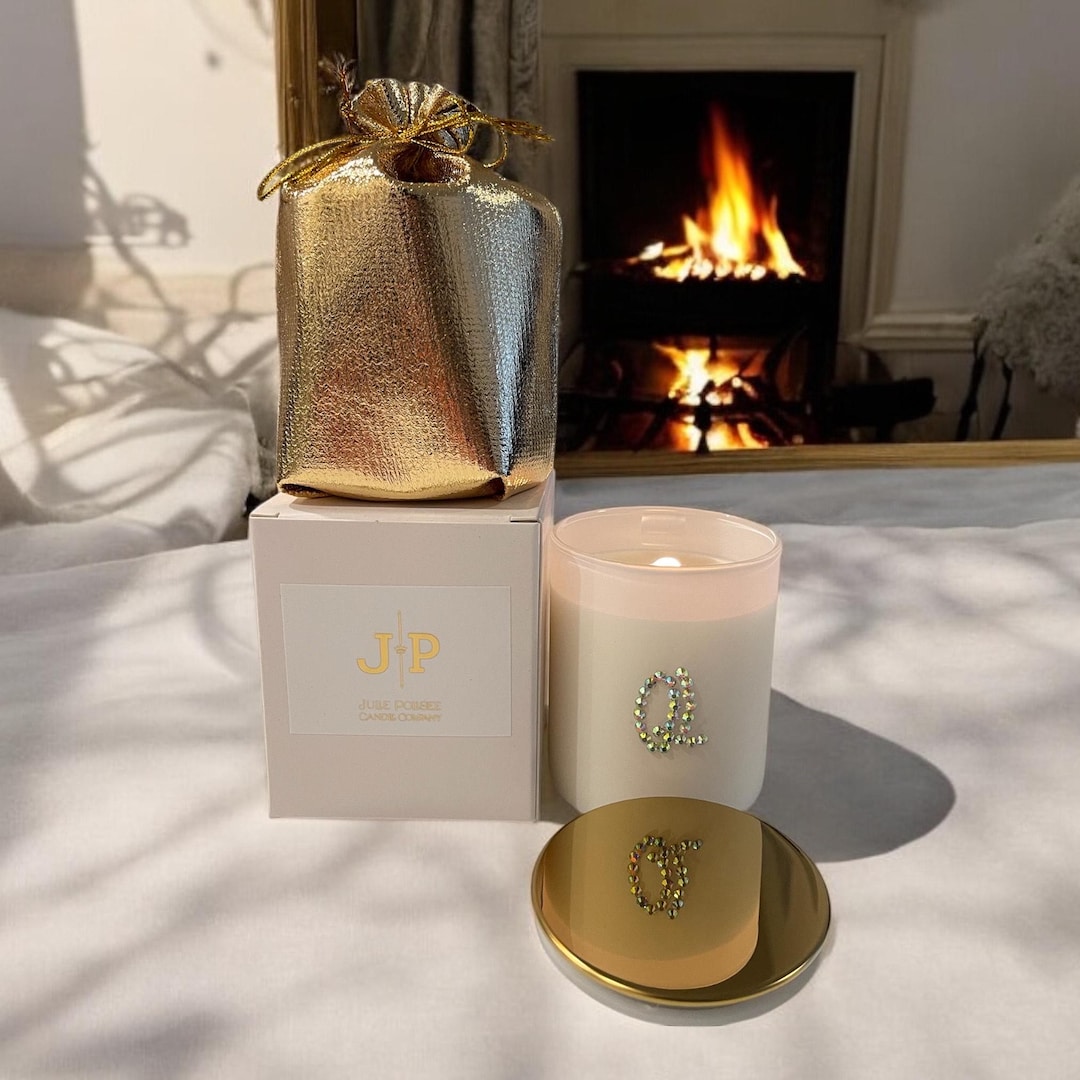Monogrammed Candle, Customized, Rhinestones Initial Letter, Wedding ...