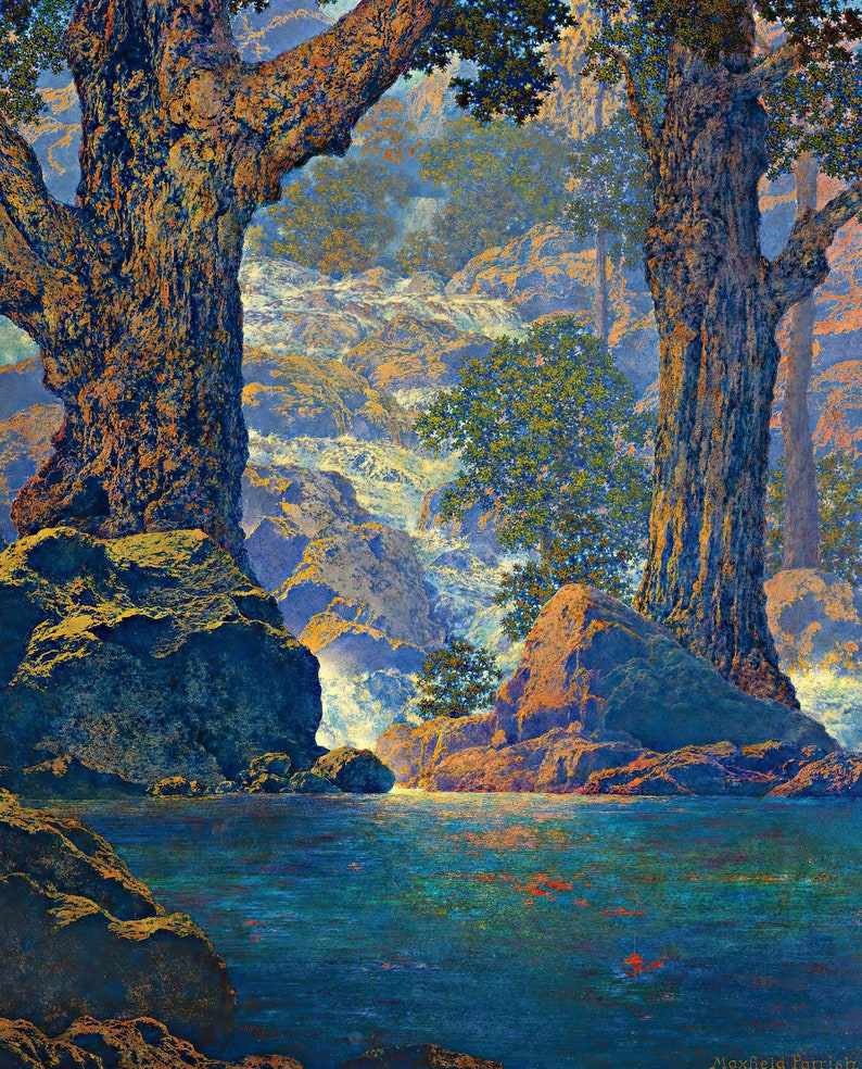Maxfield Parrish Art Print, Cascades, Quiet Solitude, 1959, Famous ...