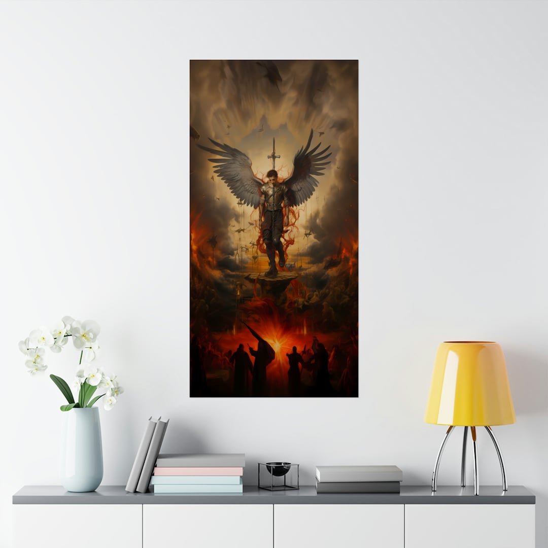 Epic Archangel Art Print Depicts a Heavenly Battle Blending - Etsy