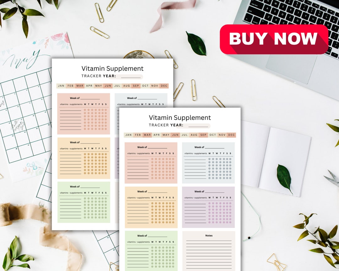 Vitamin and Supplement Planner Track Your Health and Wellness Journey ...