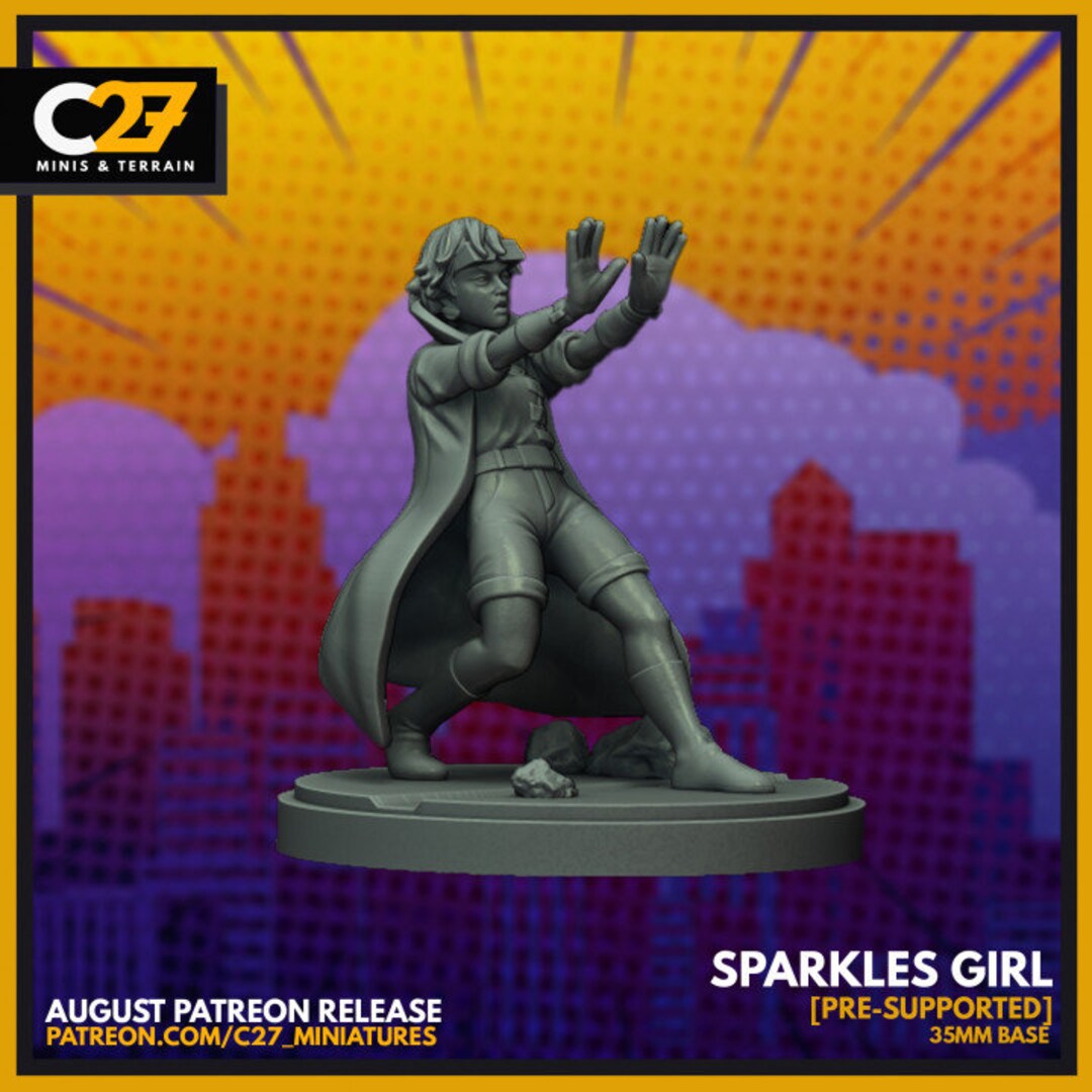 Sparkles Girl 40 Mm Scale Miniature Superhero Crisis - Etsy
