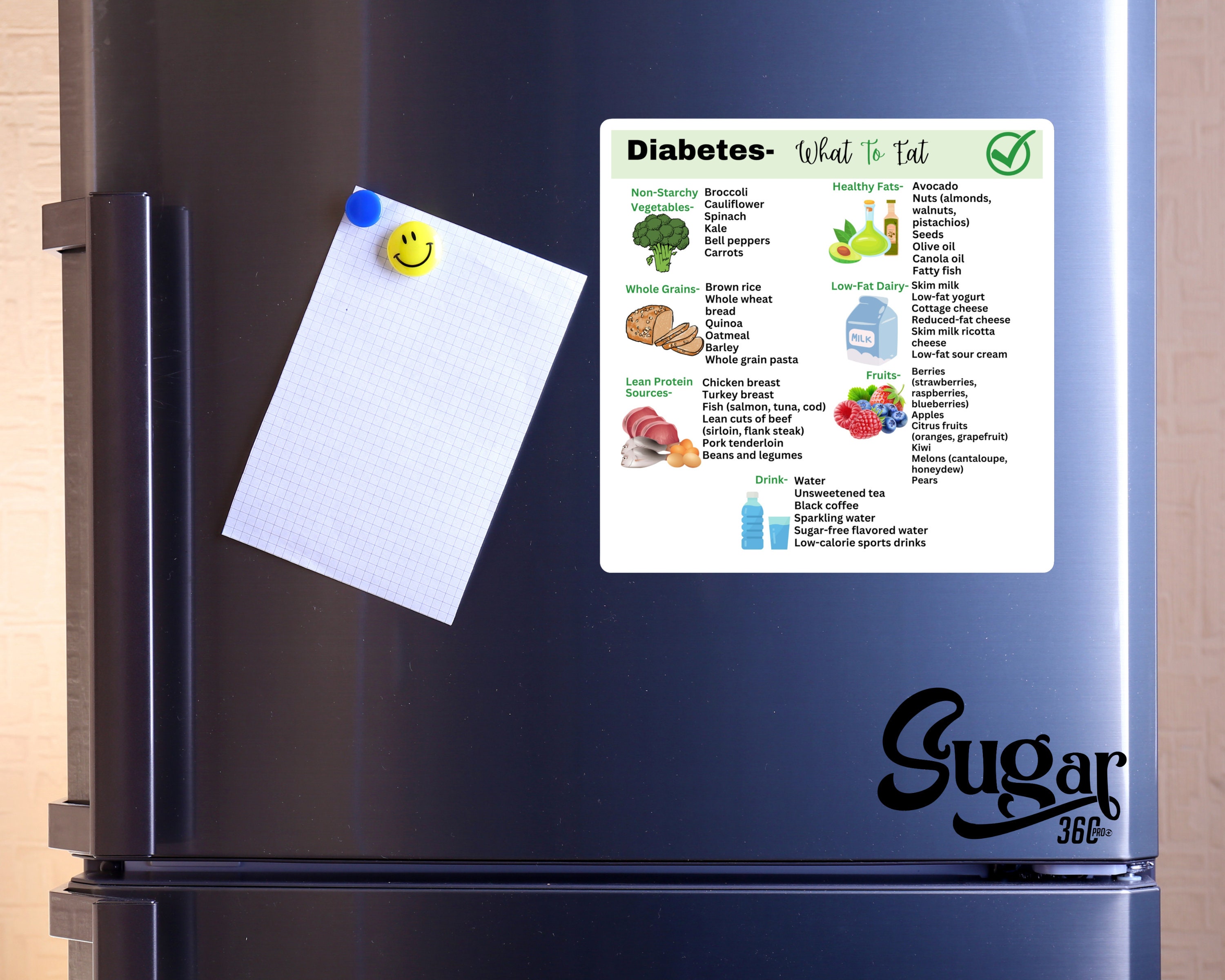 Magnetic Diabetes Food List, Diabetic Low Carb Food List Type 1 ...