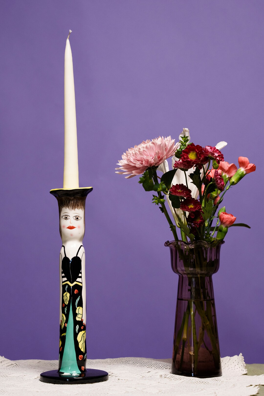 Vintage Susan Paley Painted Girl Candlestick - Etsy