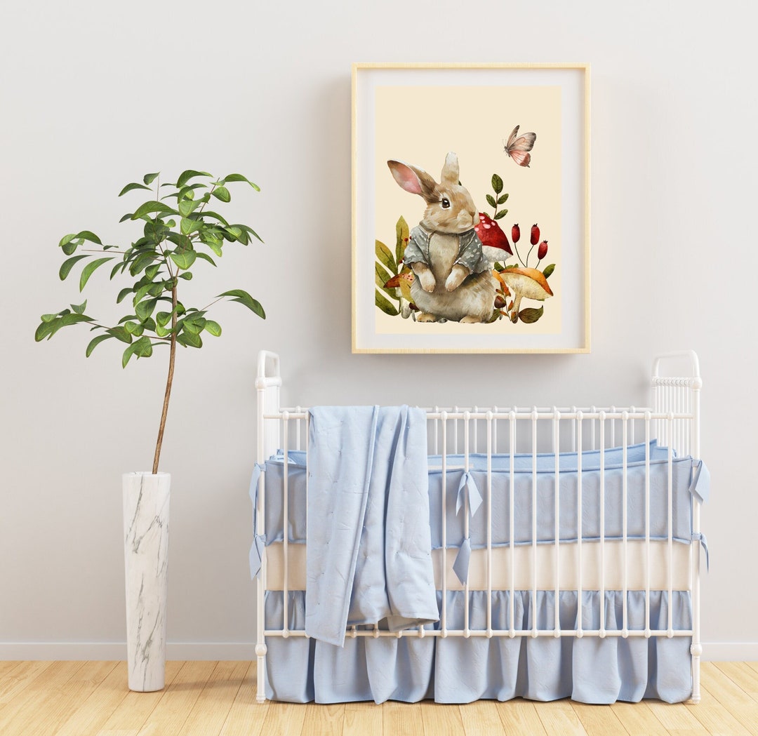 BUNNY VINTAGE, Digital Download Cottagecore Mushroom Artwork Whimsical ...