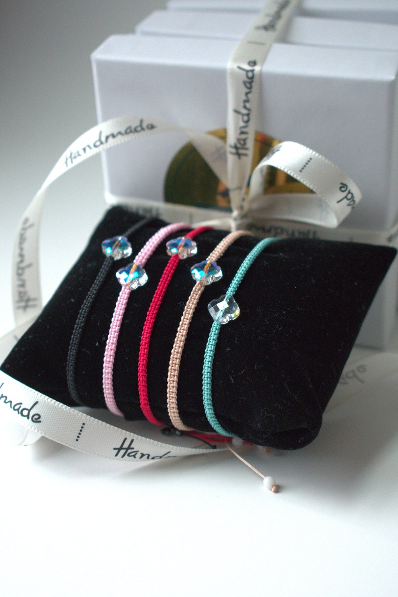 Clover Crystal Bracelet Glass Bead Matching Bracelets Couple Jewelry ...