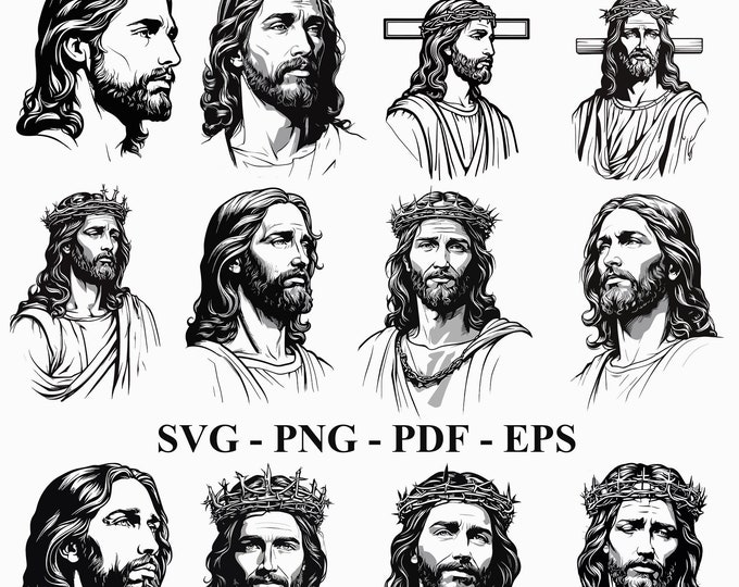 Jesus Face With Spinal Crown SVG, JPEG, and PNG Transparent Background ...