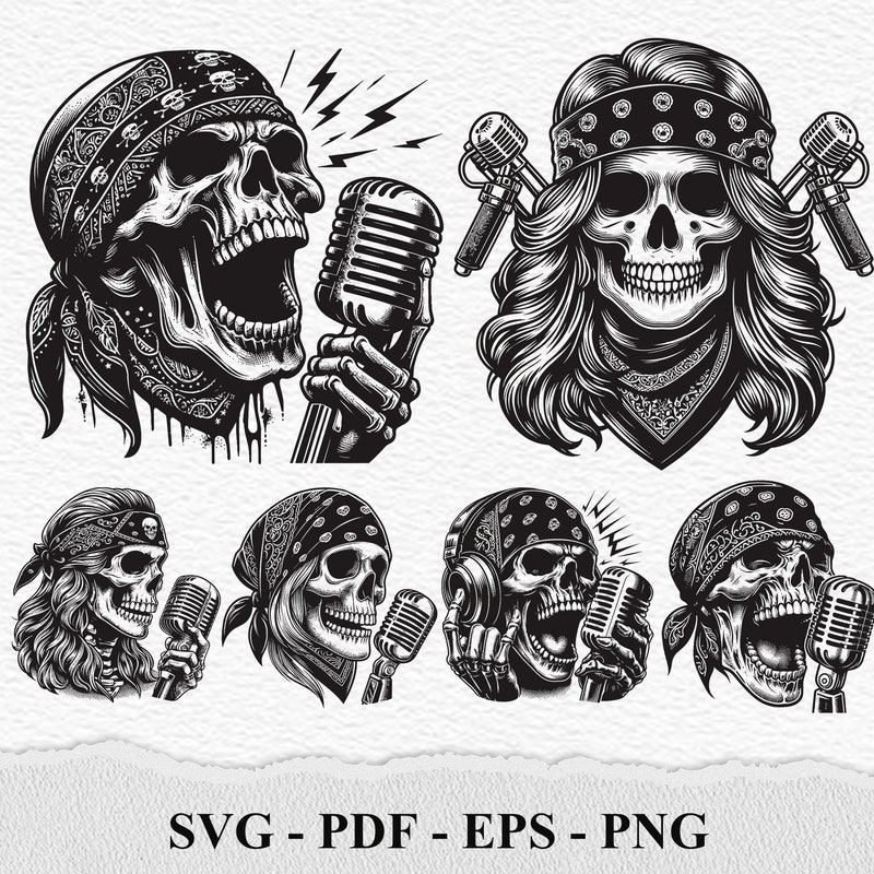 Rock and Roll Skull - Etsy