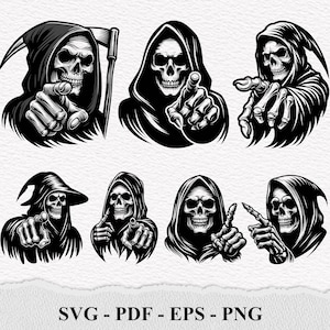 Grim Reaper Pointing Finger SVG, Ponting Finger SVG, Skeleton Pointing ...