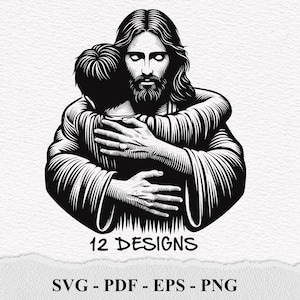Jesus Hug SVG Bundle – Christian Clipart, Religious Silhouette Vector ...