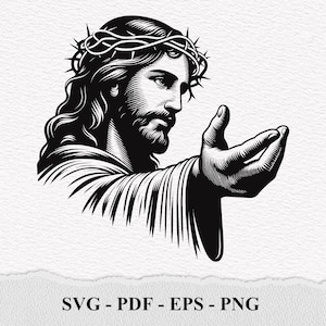 Jesus Christ Silhouette SVG: Christian Vector Clipart (digital Files ...