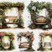 Cozy Wooden Garden Swing Clipart, Floral Overgrown Wooden Swing ...