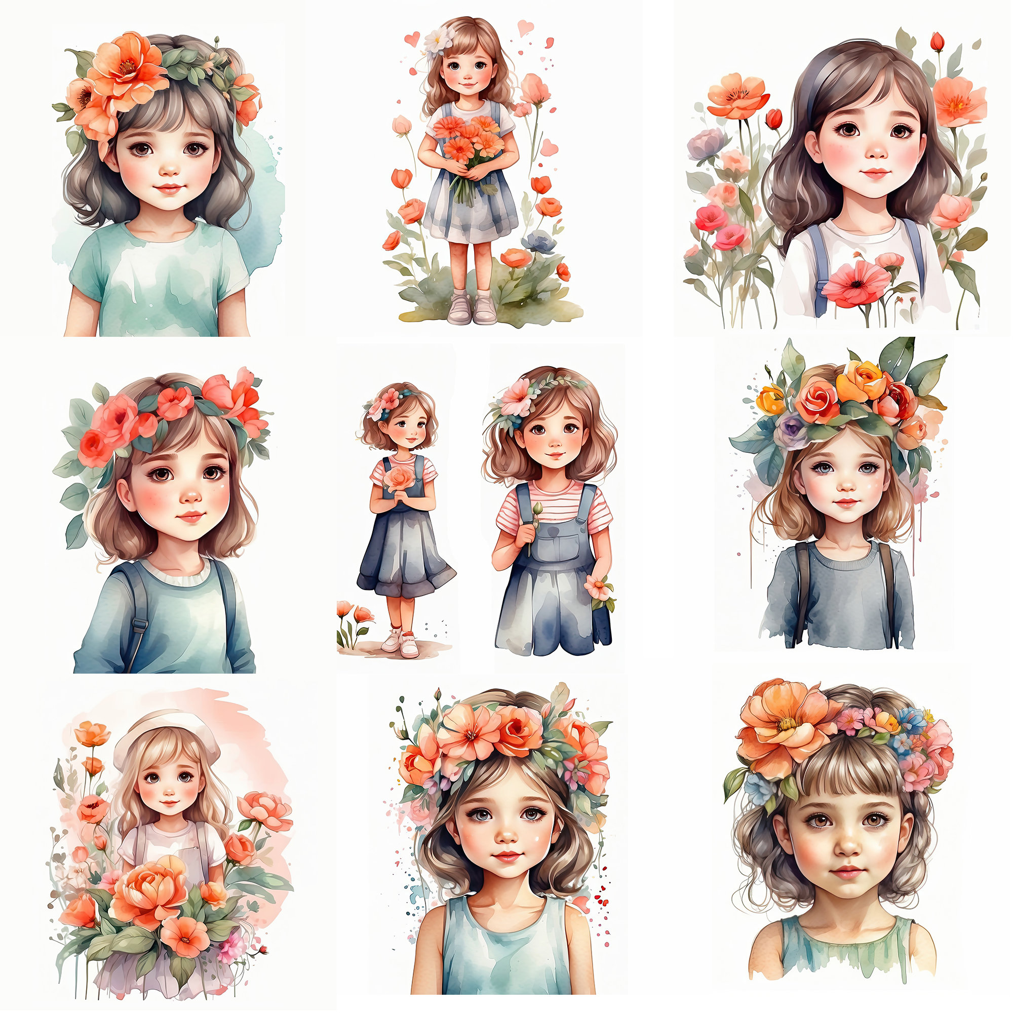 Little Girls Flowers Clipart, Little Girls , Cute Girls, Girls Flowers ...