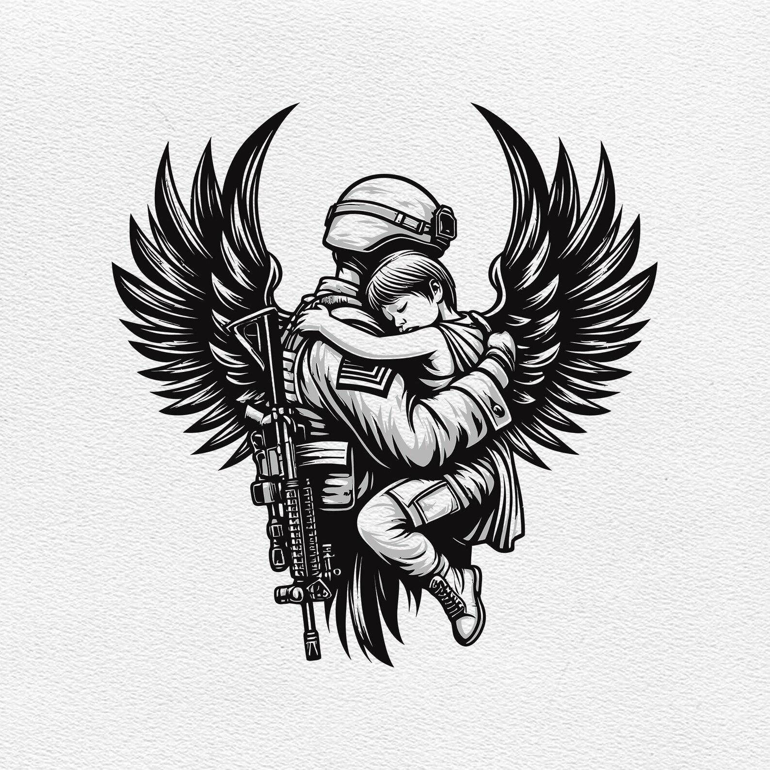 Angel Soldier Hug Child SVG, Angel SVG, Wings Svg, Kids and Angel Svg ...