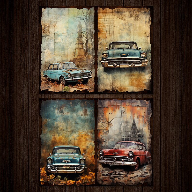 Old Classic Car Junk Journal Page, Classic Car, Old Car, Old Classic ...