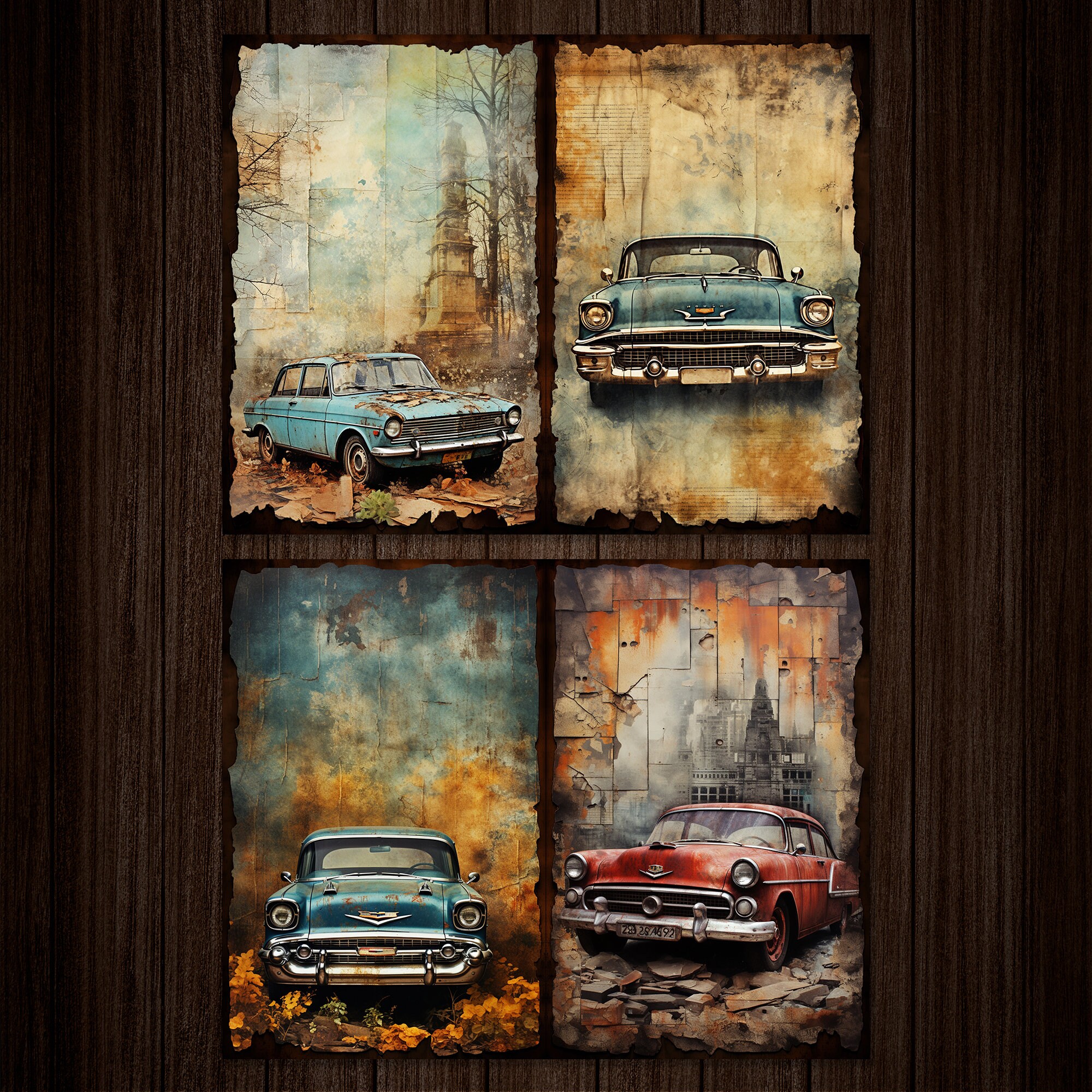 Old Classic Car Junk Journal Page, Classic Car, Old Car, Old Classic ...
