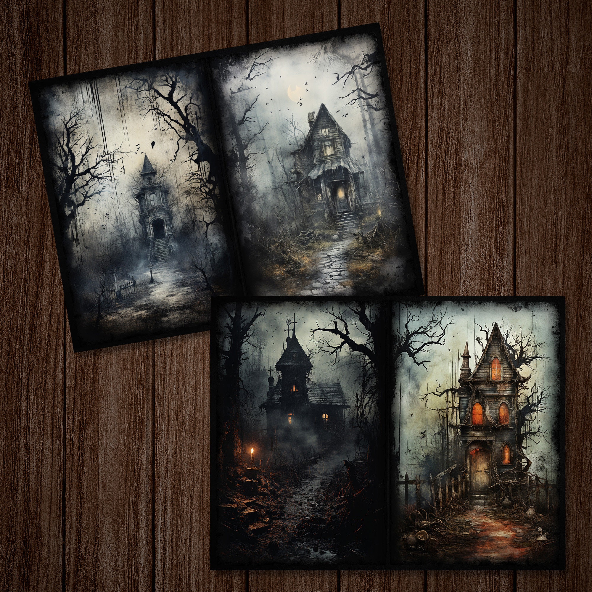 Dark Horror House Junk Journal Page, Creepy House, Horror Junk Journal ...