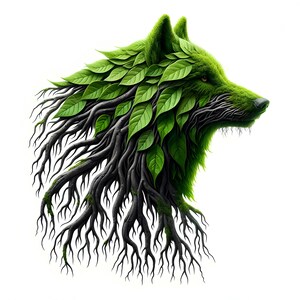 Wolf Clipart, Wolf Roots, Wolf Nature, Forest Wolf, Wolf Roots and Leaf ...
