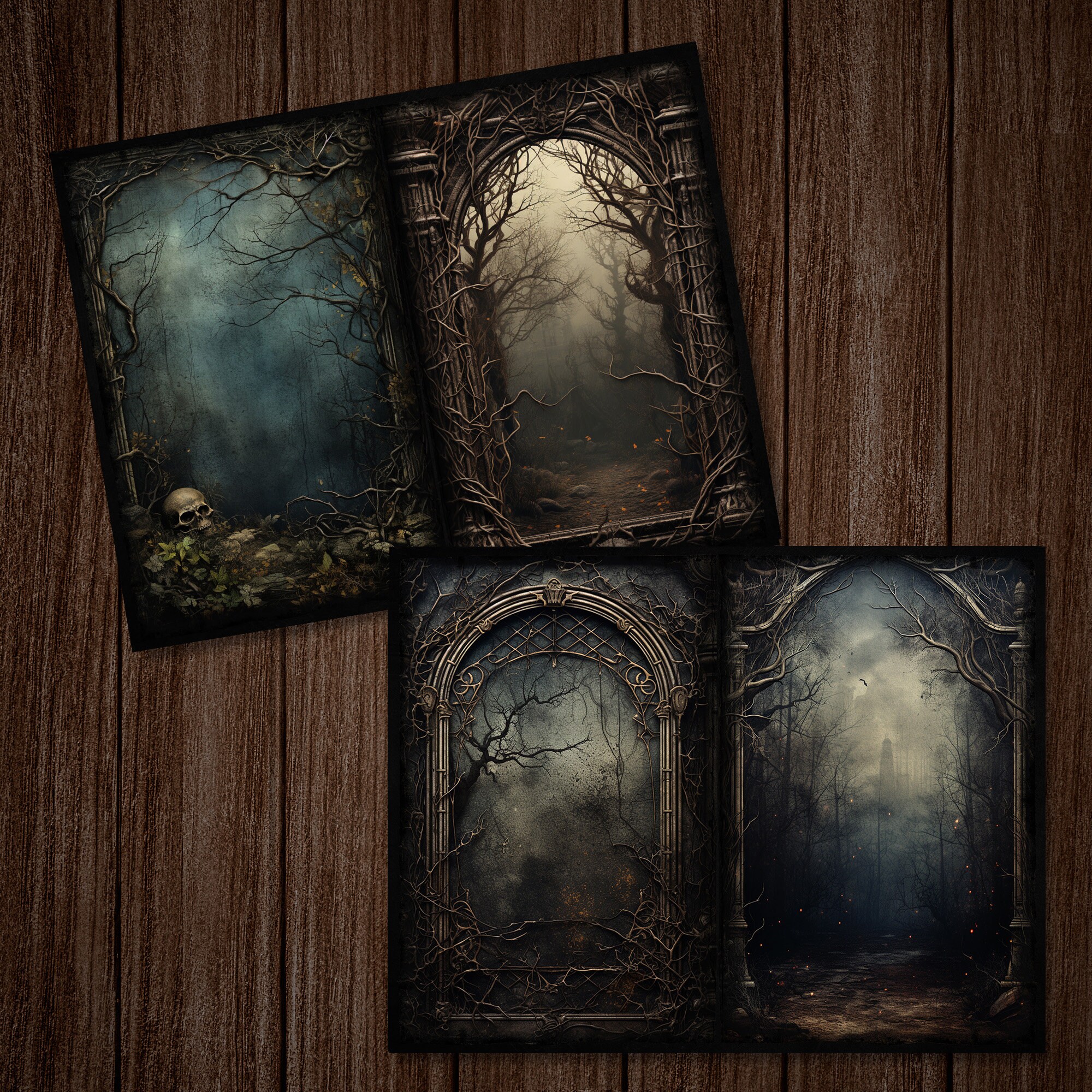 Dark Forest Gate Junk Journal Page, Gothic Forest Gate, Dark Gates ...