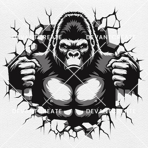 Fierce Gorilla Breaking Wall Clipart (svg, Png, Pdf, Eps) - Etsy