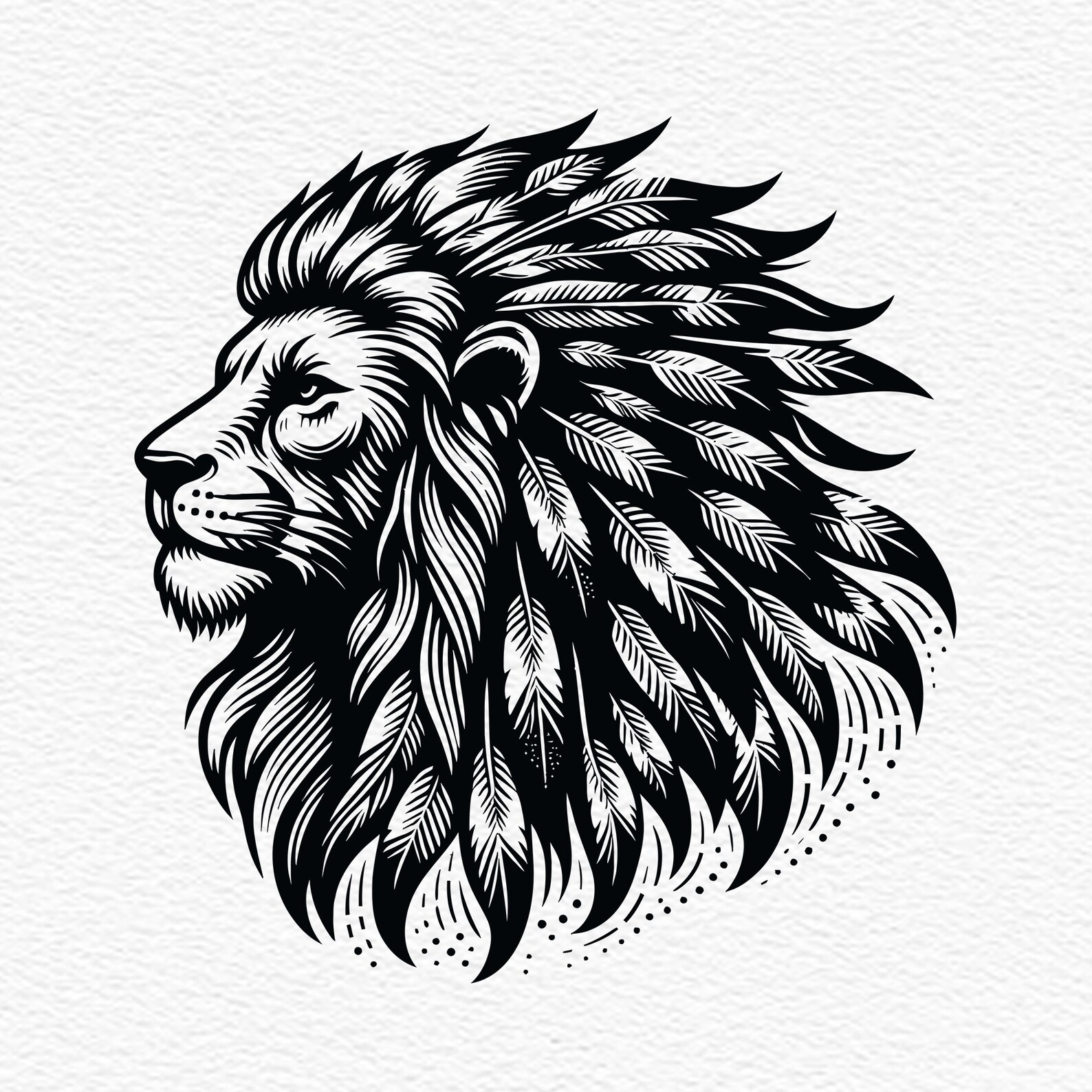 Headdressed Lion SVG: Native American Animal Clipart (digital Files) - Etsy