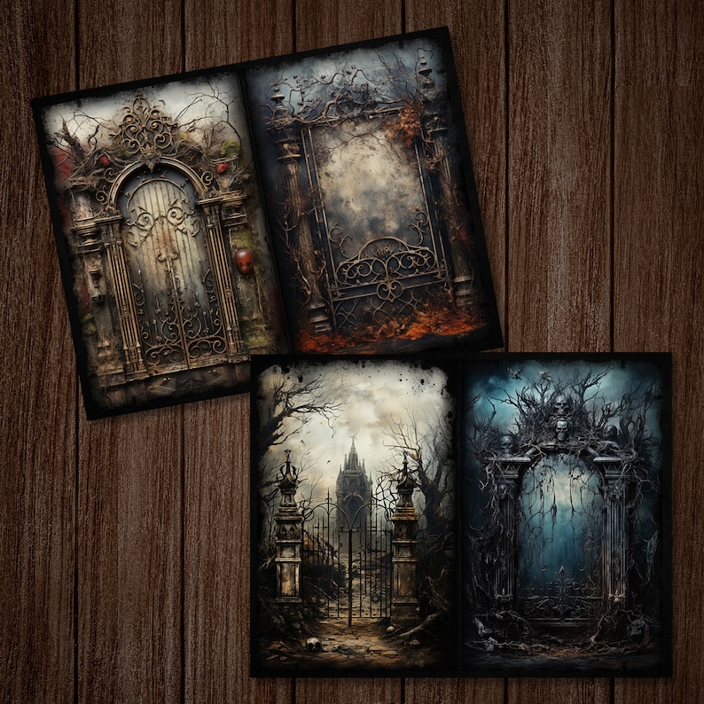 Gothic Iron Gate Junk Journal Pages: Dark Mystic Digital Paper (digital ...