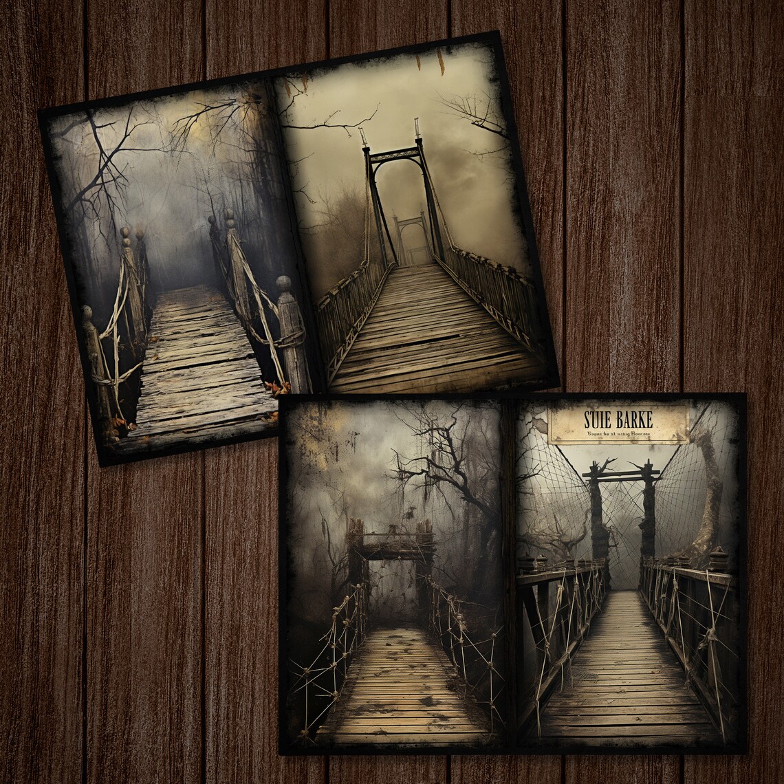 Creepy Wooden Bridge Junk Journal Pages: Gothic Digital Paper (digital ...