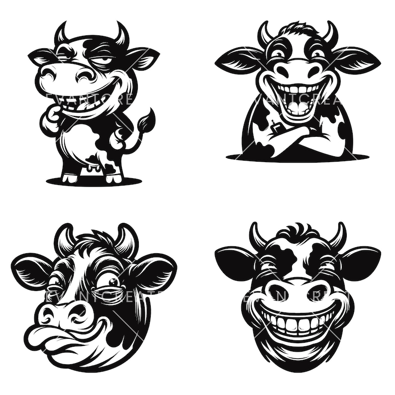 Funny Cow SVG, Crazy Cow, Laugh Cow, Mocking Cow Face, Cow Head Svg ...
