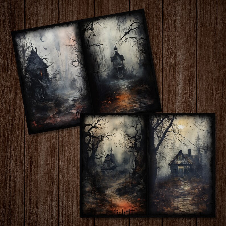 Dark Horror House Junk Journal Page, Creepy House, Horror Junk Journal ...