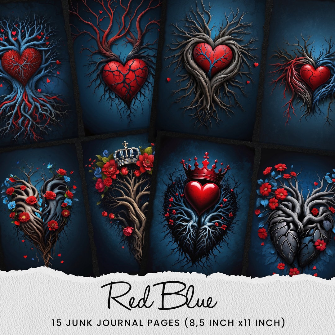 Love Shape Junk Journal Pages, Heart Junk Journal, Heart Crown - Etsy