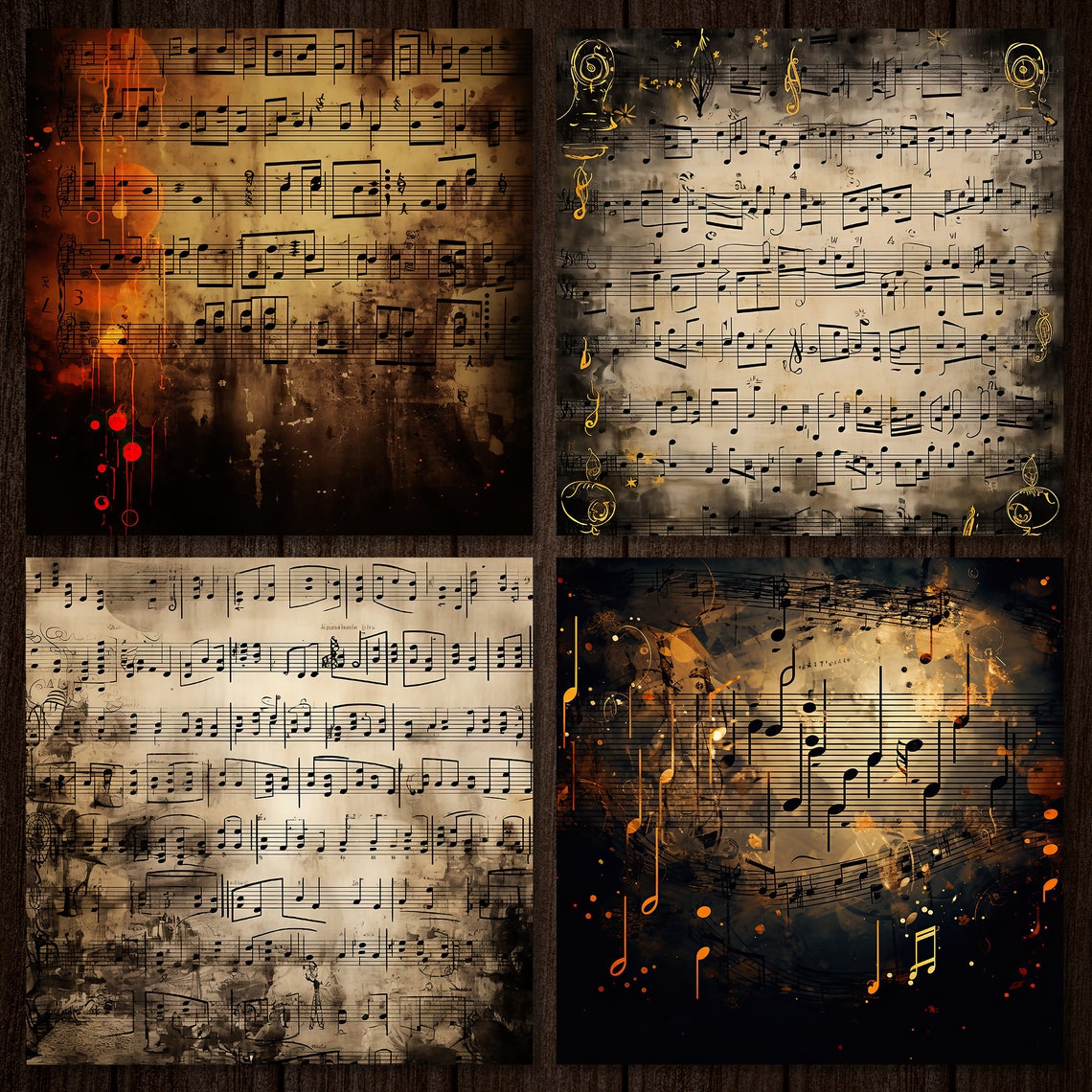 Old Sheet Music Printable Paper, Dark Sheet Music Textures Printable ...