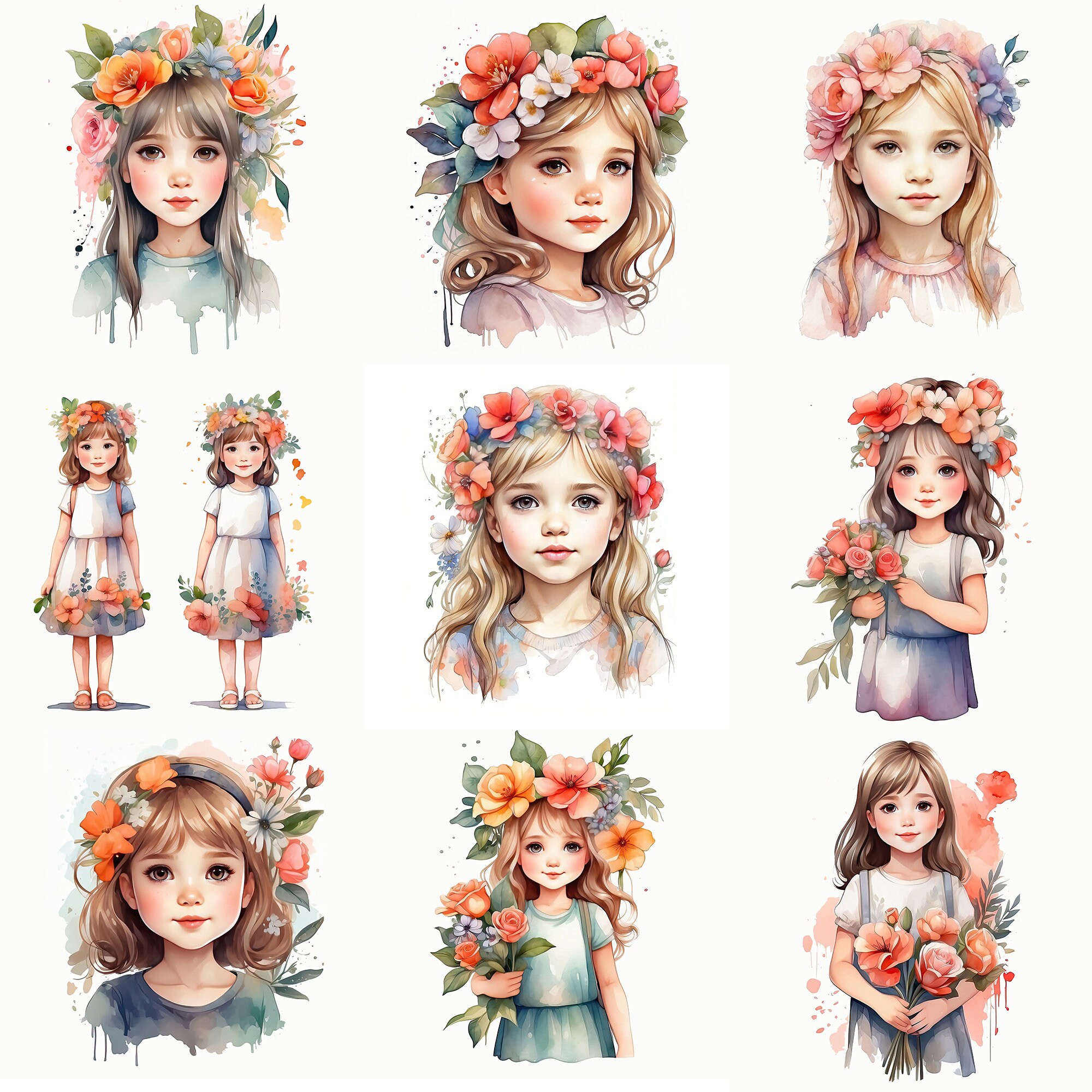Little Girls Flowers Clipart, Little Girls , Cute Girls, Girls Flowers ...