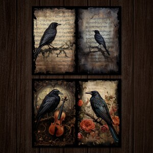 Black Raven Crow Sheet Music Junk Journal Page, Raven Sheet Music ...