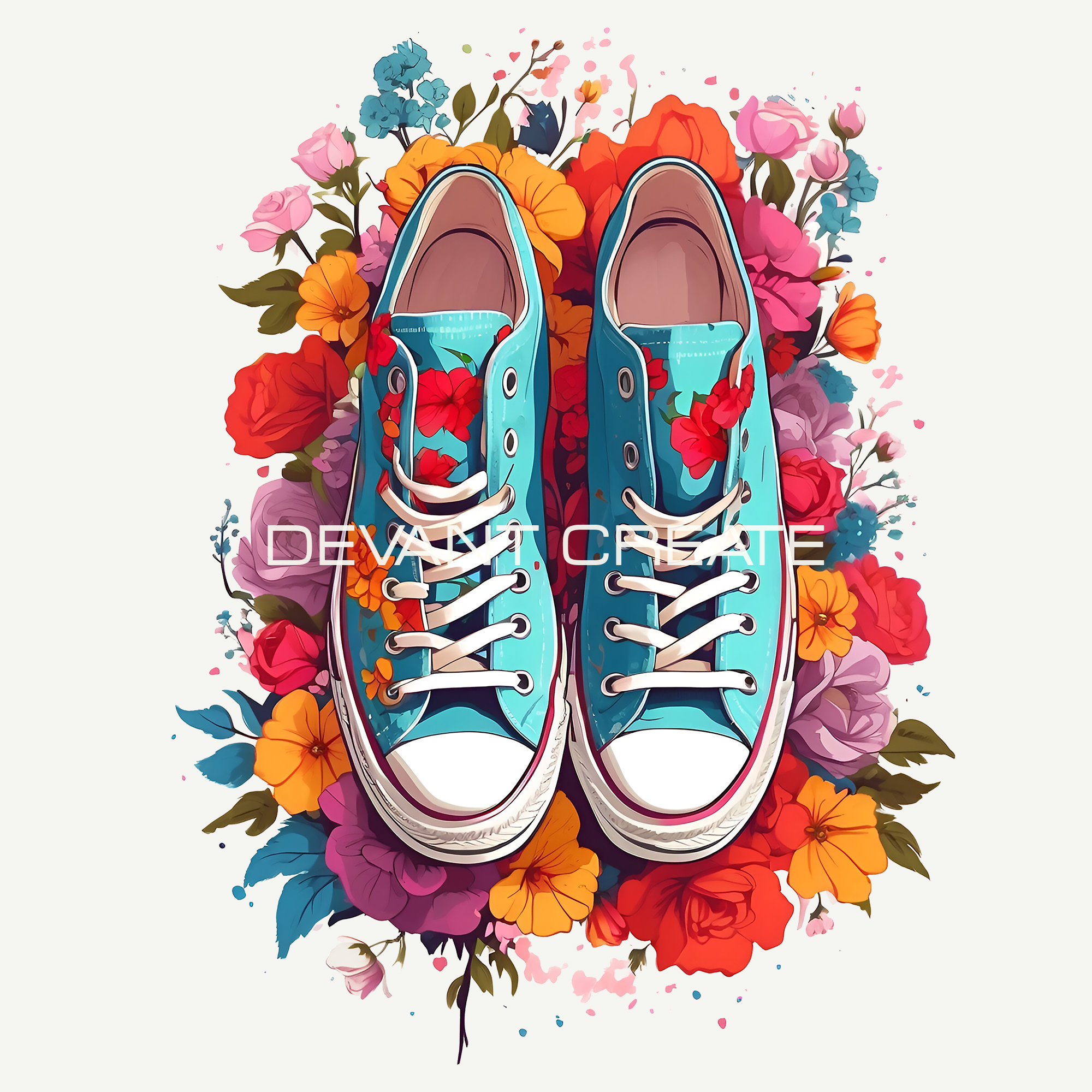Floral Sneakers Clipart: 23 PNG Designs (digital Download) - Etsy