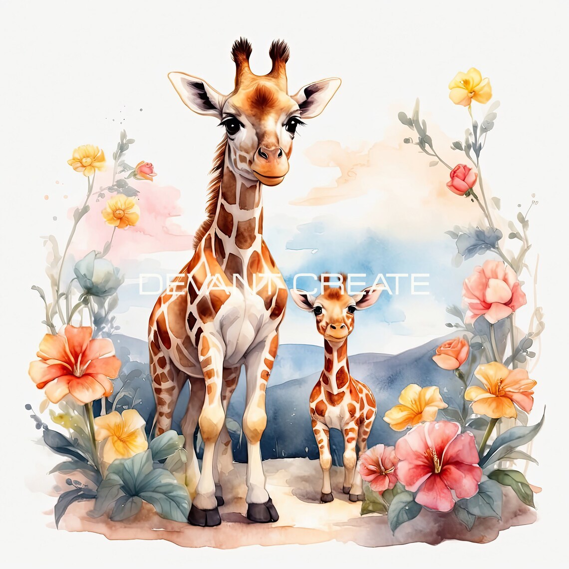 Cute Giraffe Watercolor Clipart Giraffe Head - Etsy