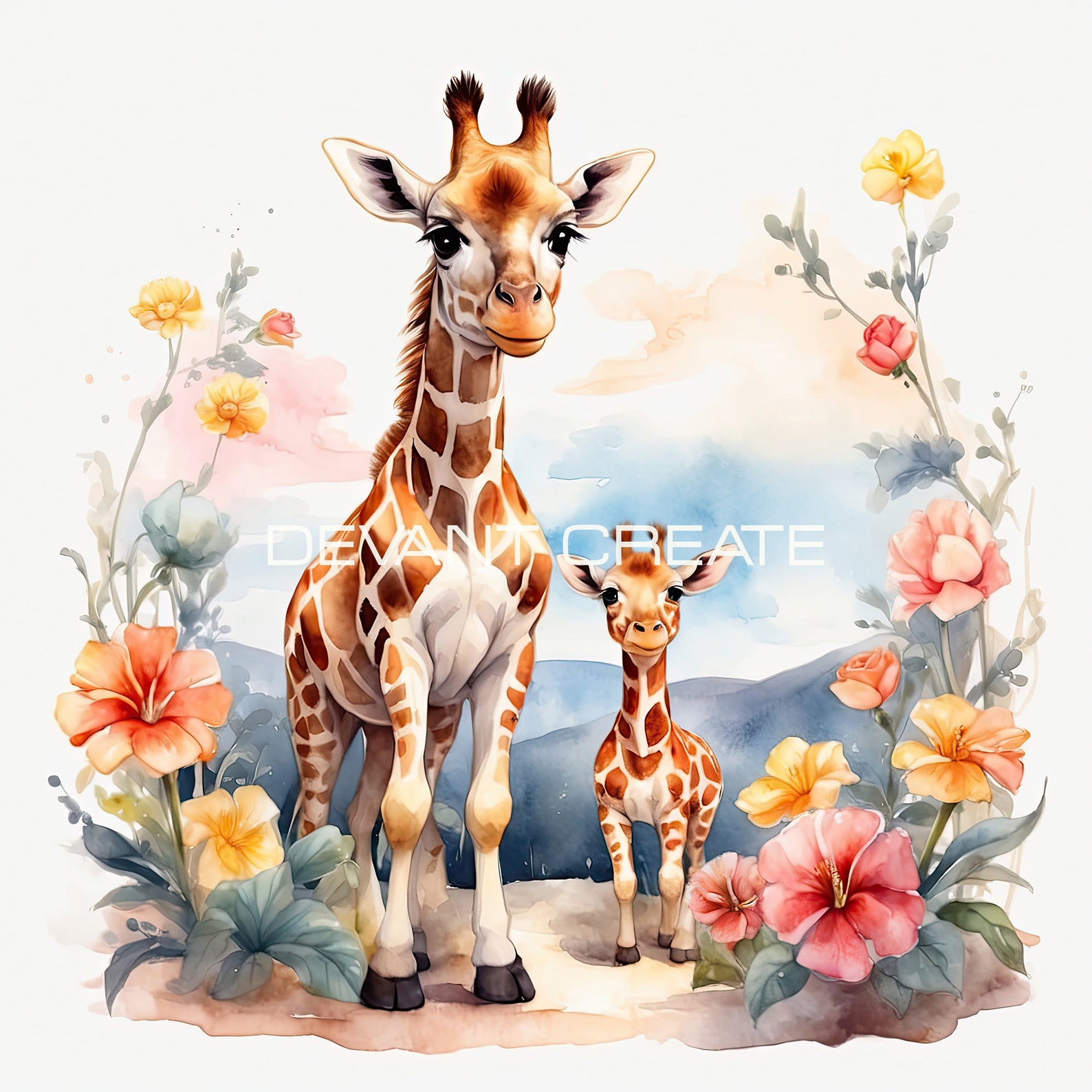 Cute Giraffe Watercolor Clipart Giraffe Head - Etsy