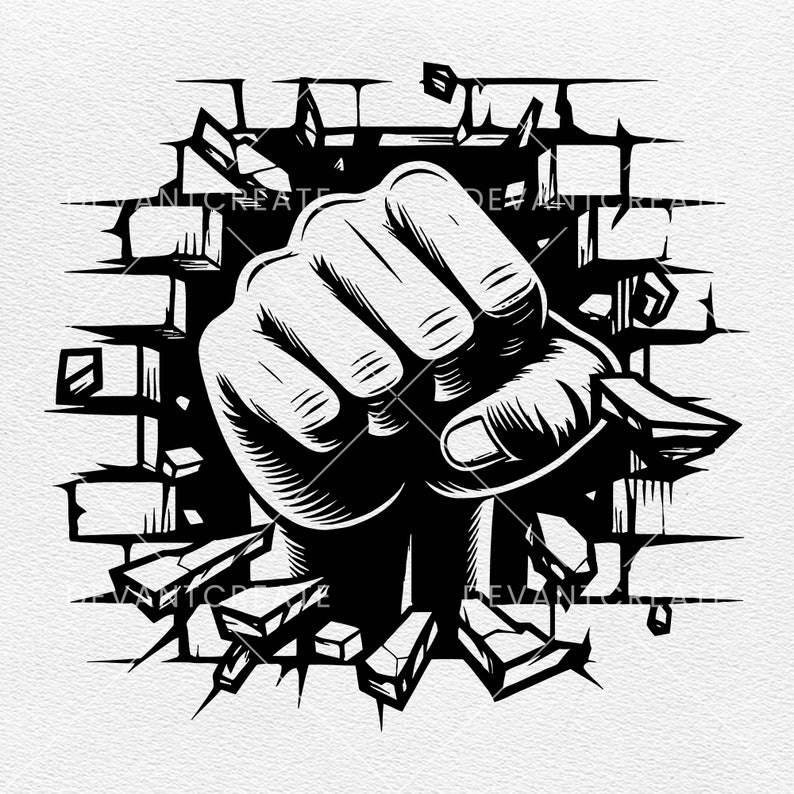 Fist Punch SVG, Smash Punch SVG,, Hand Punch Svg, Cracked Wall, Hand ...