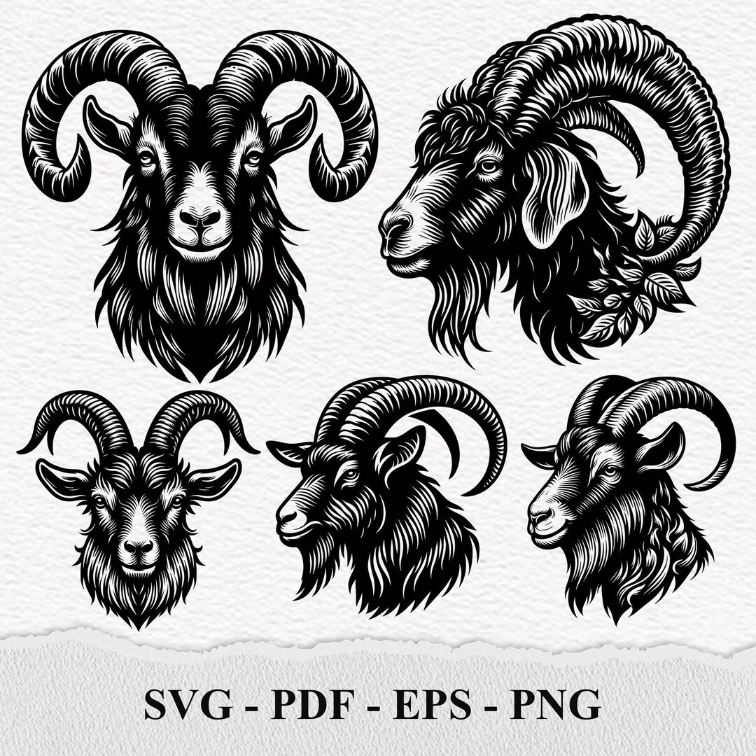 Goat SVG, Goat Head Svg, Goat Bundle Svg, Goat Face Silhouette SVG PNG ...