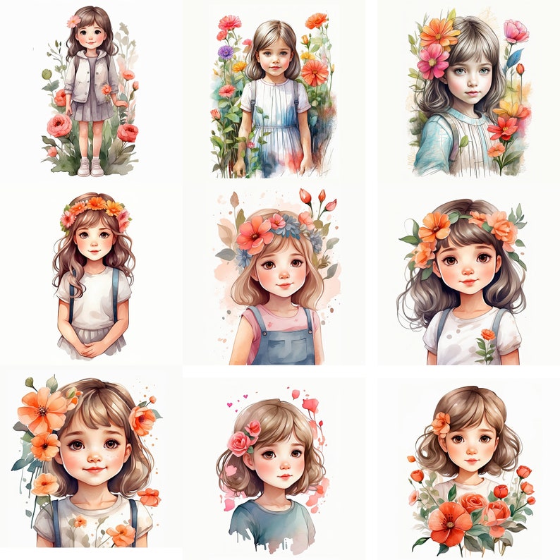 Little Girls Flowers Clipart, Little Girls , Cute Girls, Girls Flowers ...