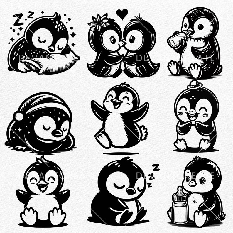 Süßer Pinguin SVG, Baby Pinguin SVG, Pinguin Bundle SVG, lustiger ...