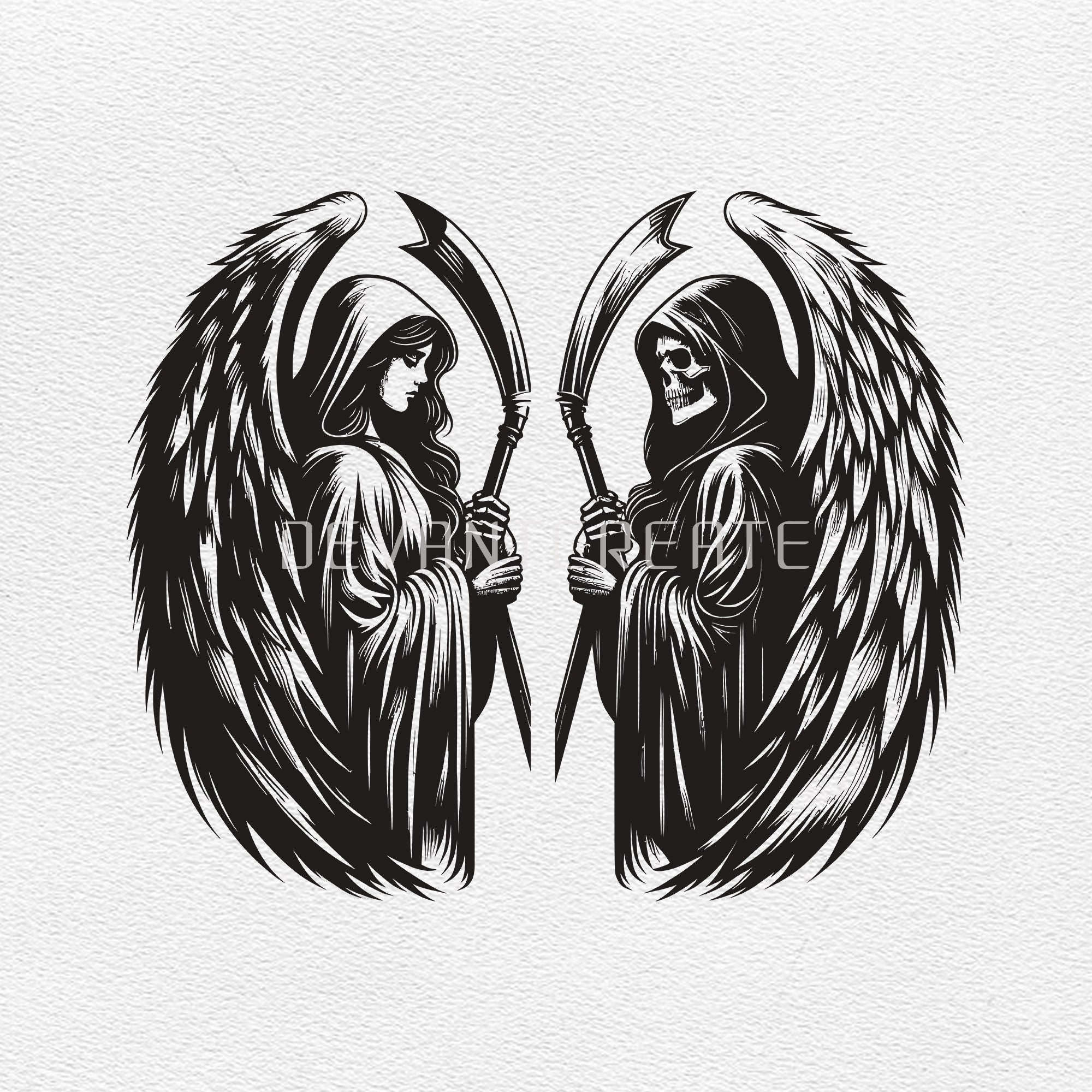 Angel and Evil Silhouette: Duality SVG Clipart (digital Files) - Etsy