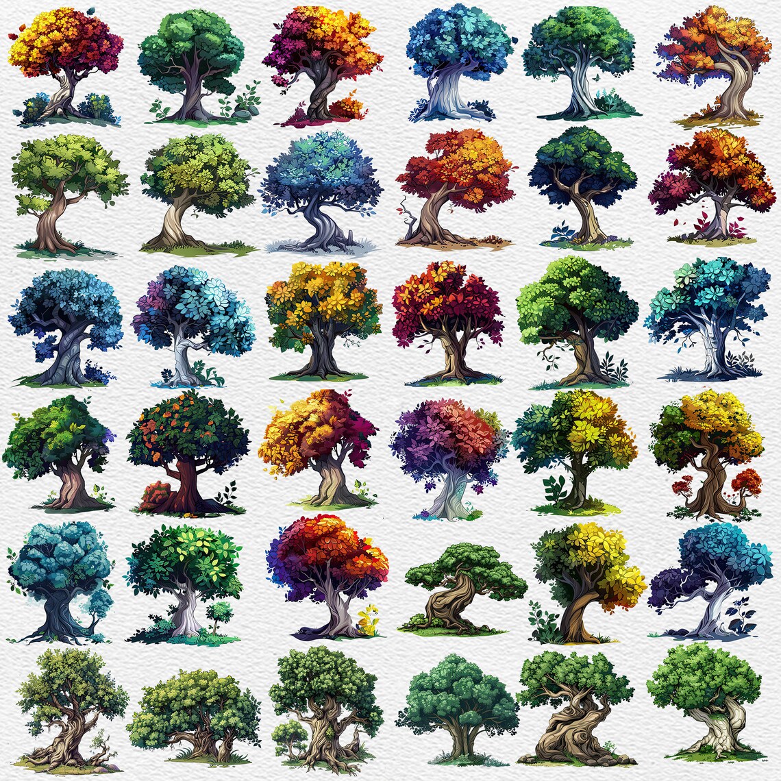 Trees Watercolor, 216 Tree Watercolor, Medieval Trees Bundle Clipart ...