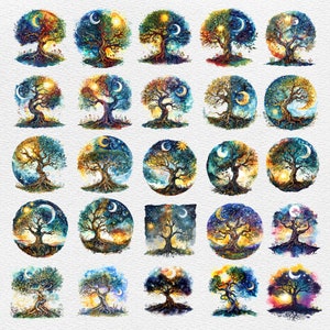 Magic Tree Watercolor, 94 Tree Watercolor, Ancient Magic Tree Bundle ...