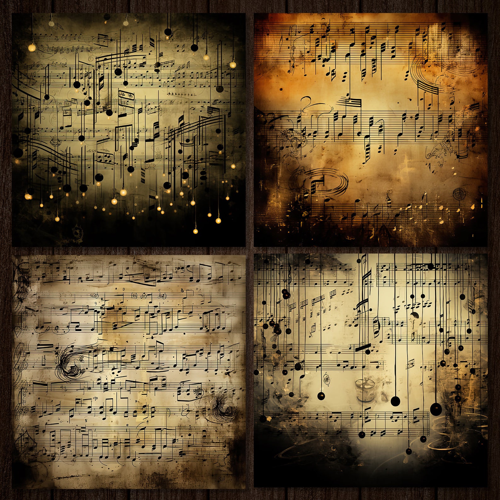 Old Sheet Music Printable Paper, Dark Sheet Music Textures Printable ...