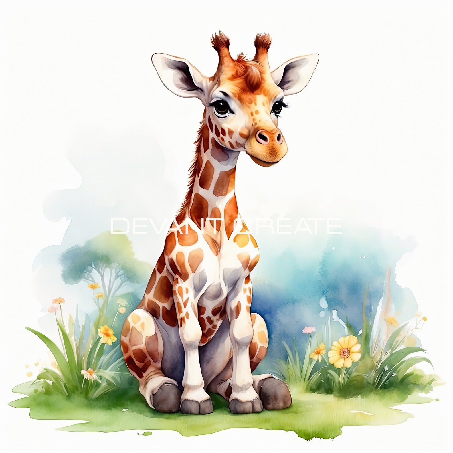 Cute Giraffe Watercolor Clipart, Giraffe Head - Etsy