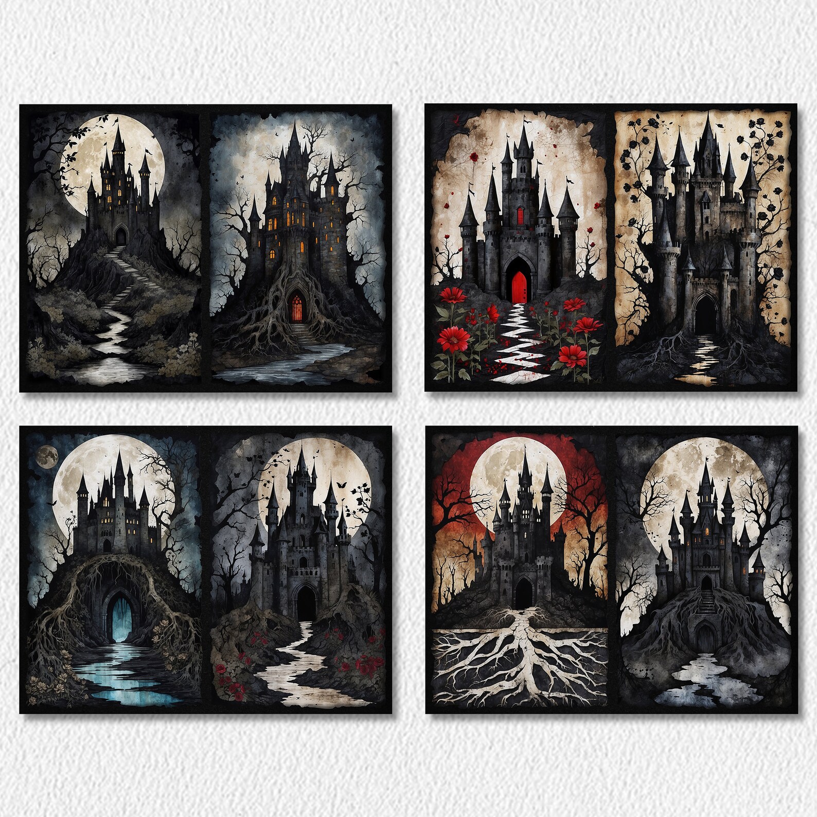 Dark Gothic Castle Junk Journal Pages: Collage Paper (digital Download ...