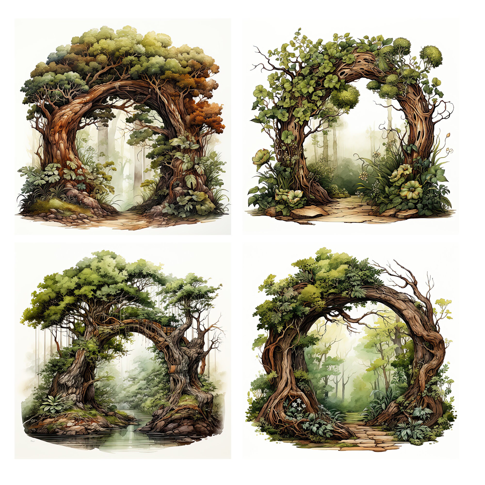 Forest Arches Watercolor, 24 Watercolor Arches Forest, Tree Arches ...