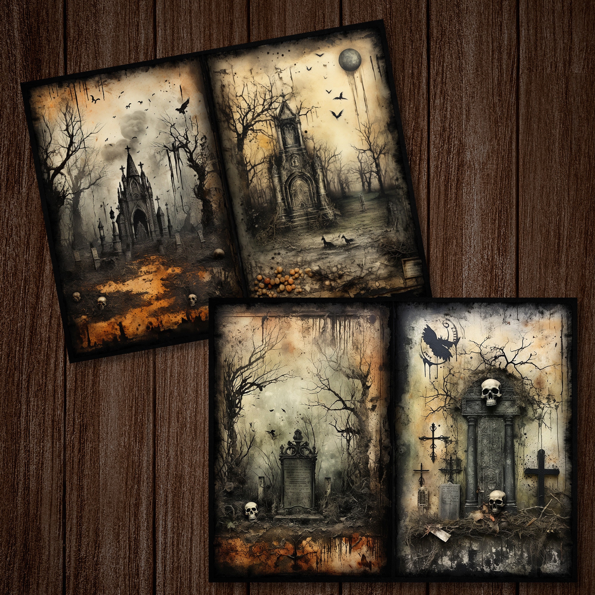 Gothic Graveyard Junk Journal Pages: Dark Cemetery Printable (digital ...
