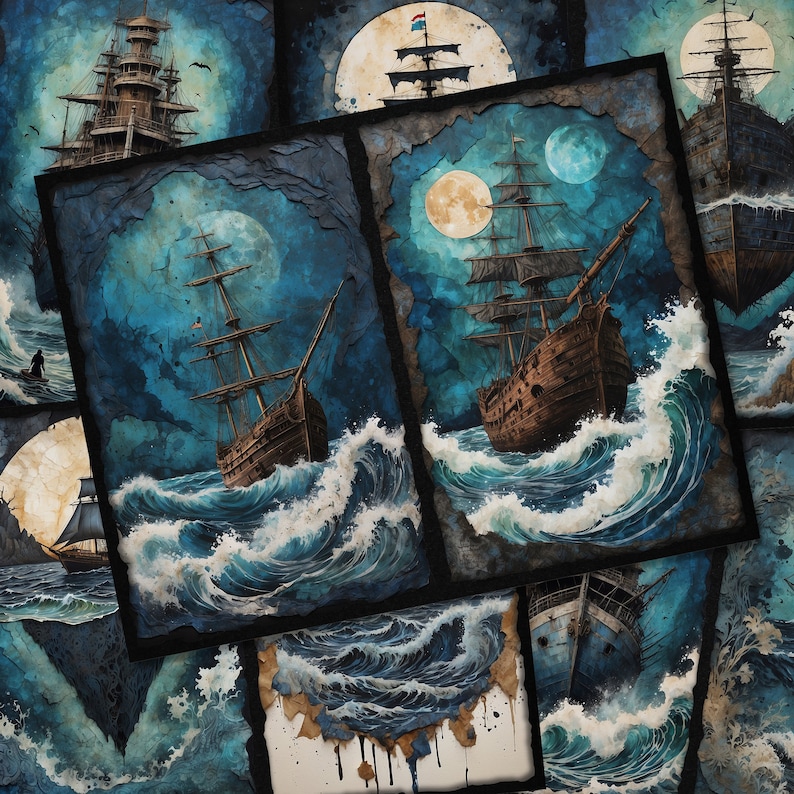 Nautical Junk Journal Pages: Pirate Ship Collage (digital Paper) - Etsy