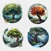 Trees Watercolor, 121 Tree Watercolor, Circle Trees Bundle Clipart ...